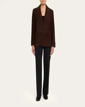 Vince Single-breasted Suede Blazer - Choc