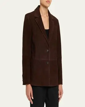 Vince Single-breasted Suede Blazer - Choc