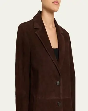 Vince Single-breasted Suede Blazer - Choc