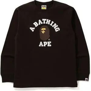 A BATHING APE College Long Sleeve Tee Shirt Brown