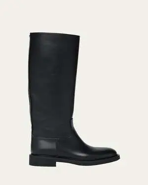 GIANVITO ROSSI Tall Leather Riding Boots - Black Nero