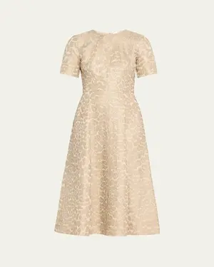 Adam Lippes Evangeline Leopard Jacquard Midi Dress
