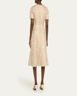 Adam Lippes Evangeline Leopard Jacquard Midi Dress