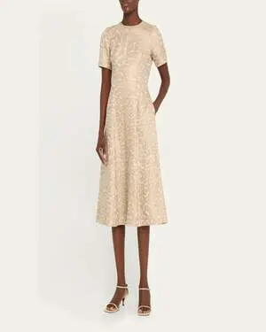 Adam Lippes Evangeline Leopard Jacquard Midi Dress