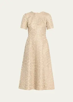 Adam Lippes Evangeline Leopard Jacquard Midi Dress