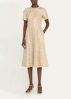 Adam Lippes Evangeline Leopard Jacquard Midi Dress