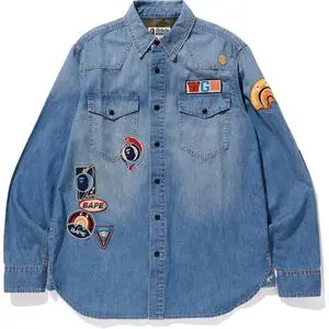 A BATHING APE Crazy Patch Denim Shirt