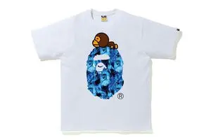 A BATHING APE Flame Milo On Big Ape T-shirt - White/blue