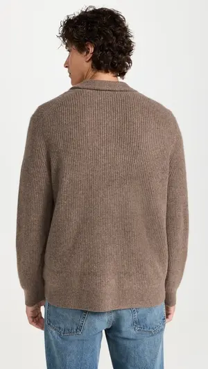 ALEX MILL Mitchell Cardigan In Marled Cashmere - Heather Walnut