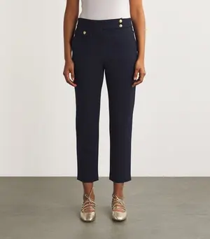 Veronica Beard Woven Cropped Renzo Trousers - Navy
