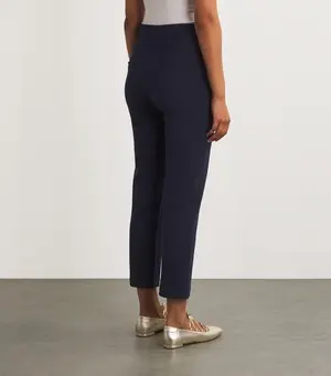 Veronica Beard Woven Cropped Renzo Trousers - Navy