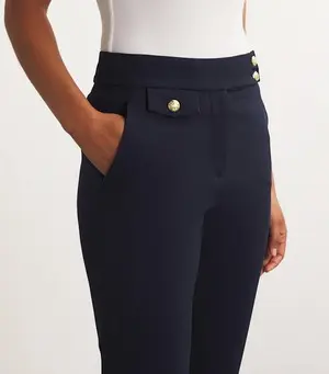 Veronica Beard Woven Cropped Renzo Trousers - Navy