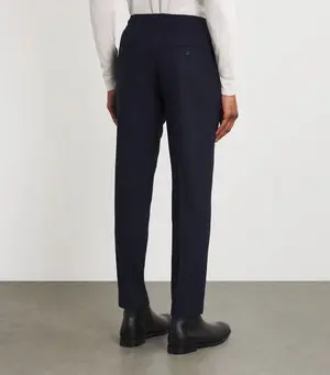 Isaia Wool-cashmere Blend Drawstring Trousers - Navy