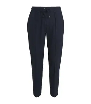 Isaia Wool-cashmere-blend Drawstring Trousers - Navy