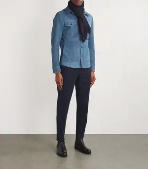 Isaia Wool-cashmere-blend Drawstring Trousers - Navy