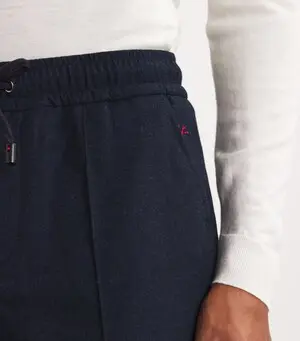 Isaia Wool-cashmere-blend Drawstring Trousers - Navy