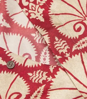 Eskandar Printed Silk Longline Shirt - Red