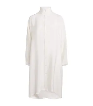 Eskandar Silk Longline Shirt - White
