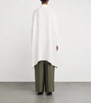 Eskandar Silk Longline Shirt - White