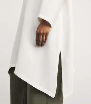 Eskandar Silk Longline Shirt - White