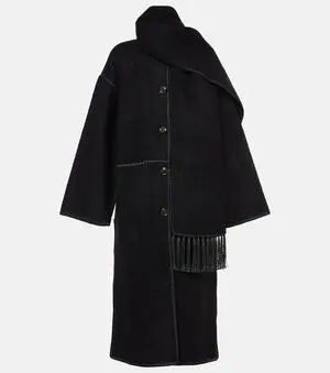TOTEME Embroidered Wool-blend Scarf Coat - Black