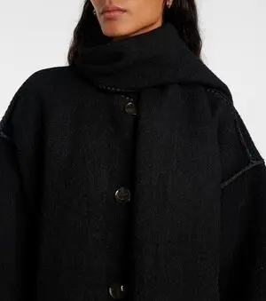 TOTEME Embroidered Wool-blend Scarf Coat - Black