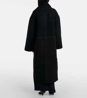 TOTEME Embroidered Wool-blend Scarf Coat - Black