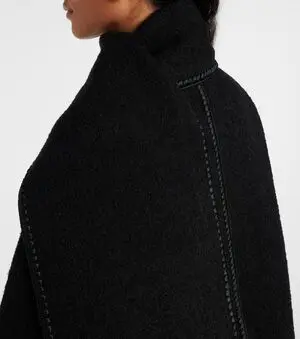 TOTEME Embroidered Wool-blend Scarf Coat - Black