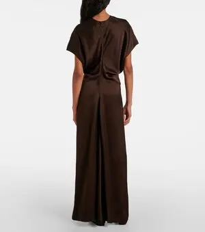 TOTEME Satin Maxi Dress - Brown