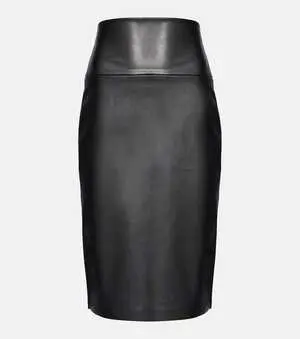 Norma Kamali Faux Leather Pencil Skirt