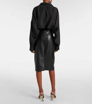 Norma Kamali Faux Leather Pencil Skirt