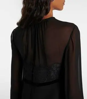 Max Mara Jader Sable And Silk Georgette Minidress