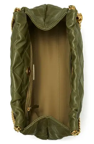 Tory Burch Fleming Quilted Leather Hobo Bag - Dark Olive