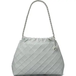 Tory Burch Fleming Quilted Leather Hobo Bag - Gray