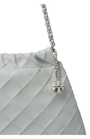 Tory Burch Fleming Quilted Leather Hobo Bag - Gray