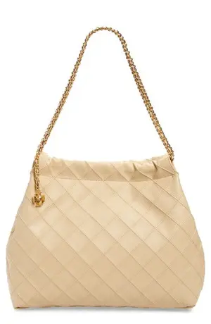 Tory Burch Tory Burch Fleming Quilted Leather Hobo Bag Vanilla Soft Serve