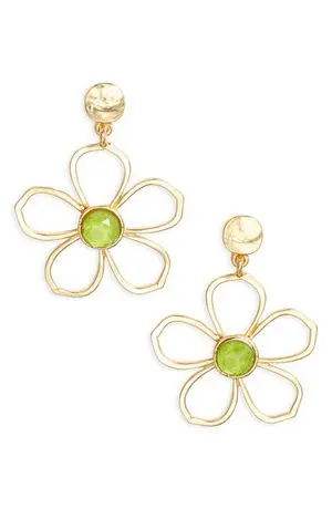 KARINE SULTAN Flower Drop Earrings - Gold/green