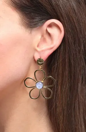 KARINE SULTAN Flower Drop Earrings - Gold/grey