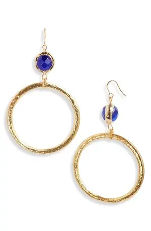KARINE SULTAN Crystal Drop Hoop Earrings - Gold