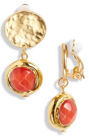 KARINE SULTAN Crystal Clip-on Drop Earrings - Gold