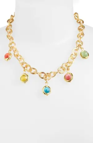 KARINE SULTAN Crystal Charm Necklace