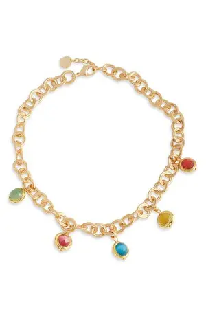 KARINE SULTAN Crystal Charm Necklace - Gold