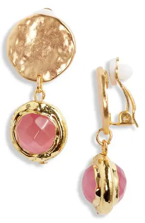 KARINE SULTAN Crystal Clip-on Drop Earrings - Gold