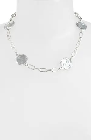 KARINE SULTAN Coin Station Chain Necklace - Silver