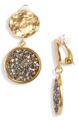 KARINE SULTAN Pavé Crystal Clip-on Drop Earrings - Gold