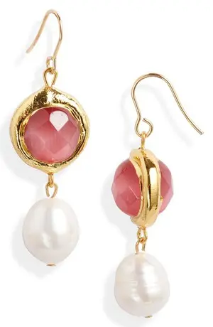 KARINE SULTAN Freshwater Pearl Drop Earrings - Gold