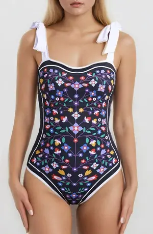 JESSIE ZHAO NEW YORK Jungle Puzzle Reversible One-piece Swimsuit