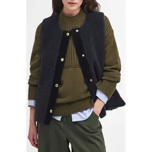 Barbour Dulsie High Pile Fleece Quilted Vest - Black/classic