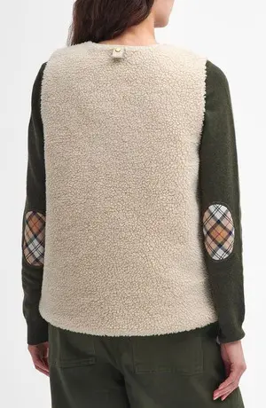 Barbour Dulsie High Pile Fleece Quilted Vest - Ecru/ancient