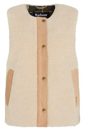 Barbour Dulsie High Pile Fleece Quilted Vest - Ecru/ancient